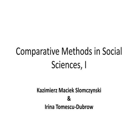 Comparative Methods In Social Sciences | PPT