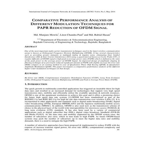 Comparative Performance Analysis Of Different Modulation Techniques For