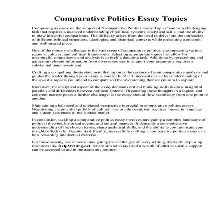 Comparative Politics Essay Topics.pdf | Politics