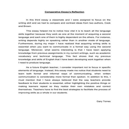 Comparative Essay Reflection | DOCX | Education