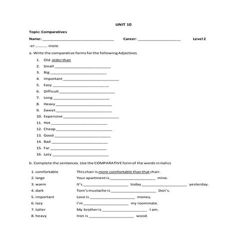 Comparatives level 2 | PDF