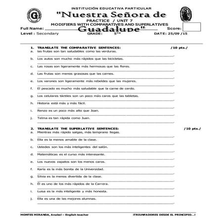 Comparatives modifiers | DOCX