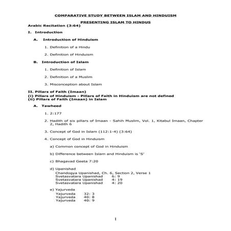Comparative Studies Between Islam And Hinduism | PDF