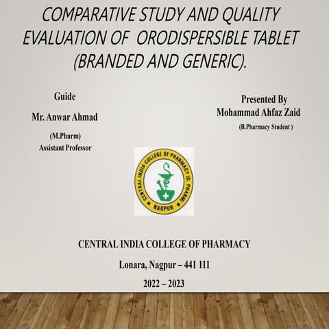 Comparative study and quality evaluation of (ondansetron)Oro ...