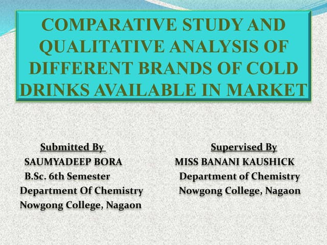 Soft Drink Analysis | DOCX | Chemistry | Science