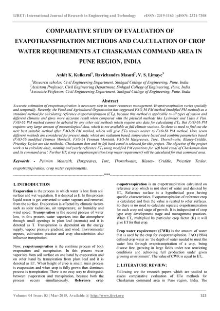 Comparative Evaluation Of Different Potential Evapotranspiration Estimation Approaches Pdf