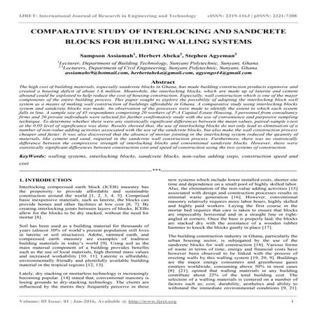 Comparative study of interlocking and sandcrete blocks for building walling systems | PDF