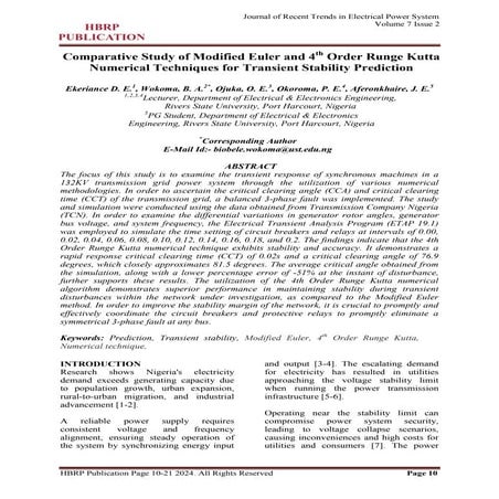 Comparative Study of Modified Euler and 4th Order Runge Kutta Numerical Techniques for Transient ...