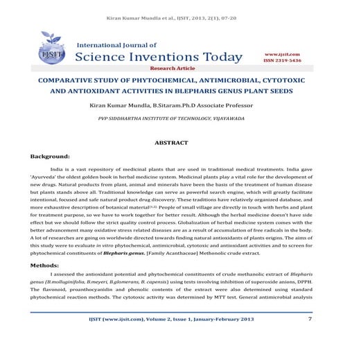 Comparative study of phytochemical, antimicrobial, cytotoxic and antioxidant activities in ...