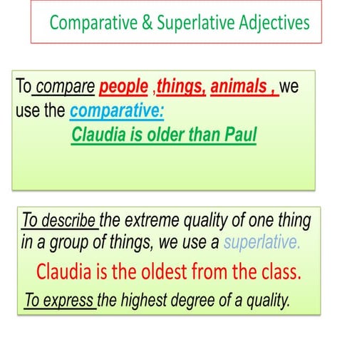 Comparative & superlative adjectives | PPTX