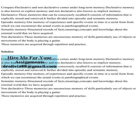Compare-Declarative and non declarative comes under long-term memory.pdf