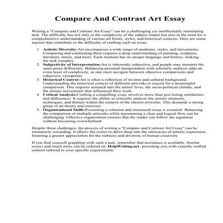 Compare And Contrast Art Essay. Carrington College | PDF
