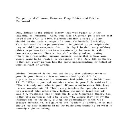 Compare and Contrast Between Duty Ethics and Divine Command | DOCX