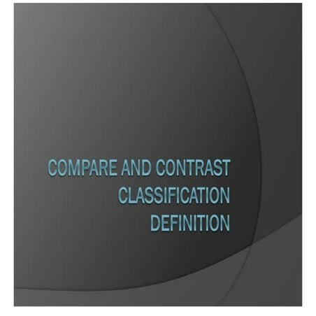 Compare And Contrast Classification Definition | PDF