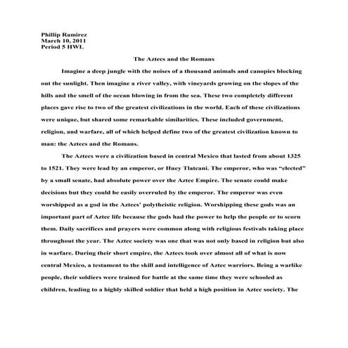 Compare and Contrast: The Aztecs VS. The Romans | DOCX