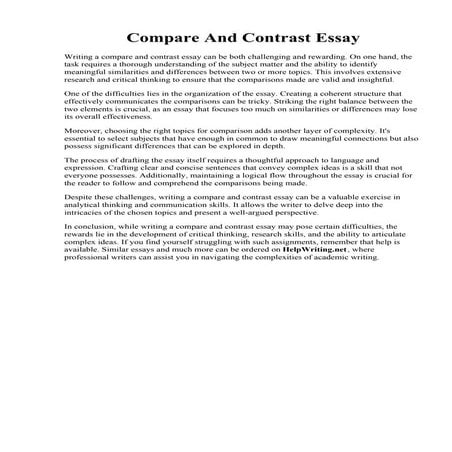Compare And Contrast Essay.pdfCompare And Contrast Essay. 022 Compare ...