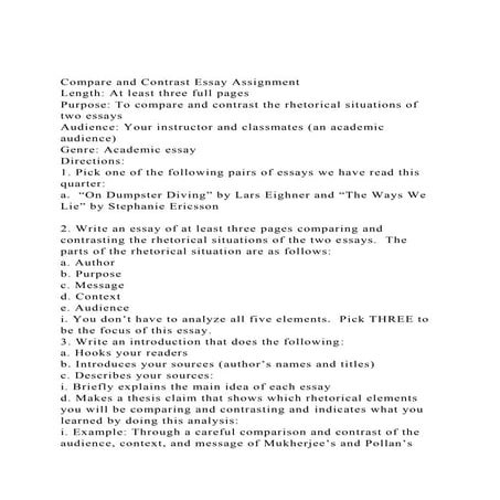 Compare and Contrast Essay AssignmentLength At least three fu.docx