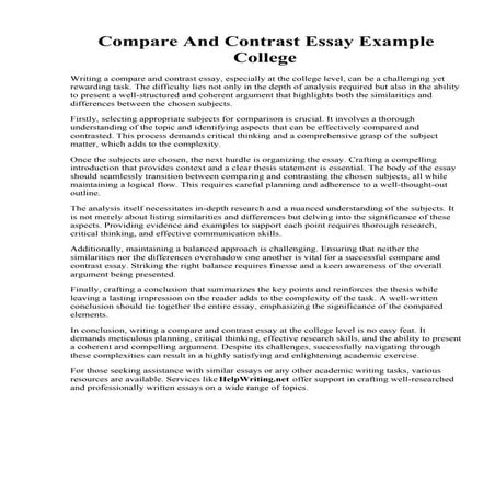 Compare And Contrast Essay Example College | PDF