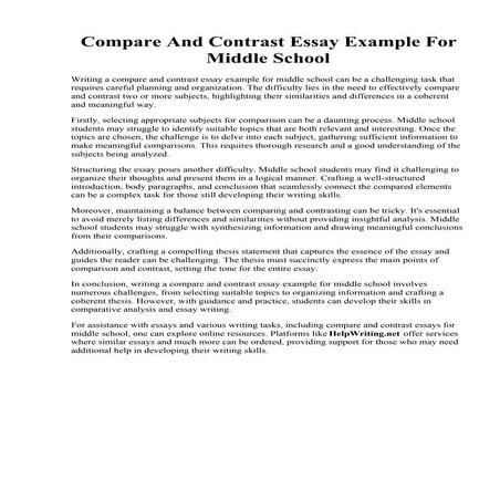 Compare And Contrast Essay Example For Middle School.pdf