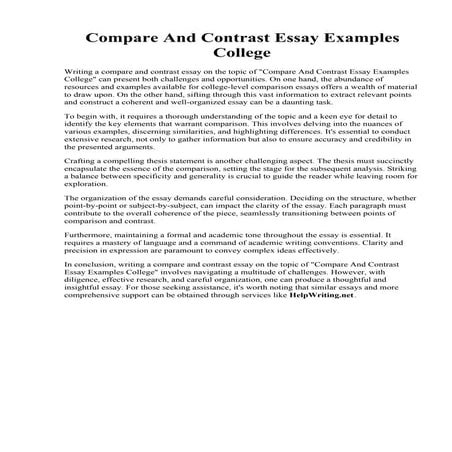 Compare And Contrast Essay Examples College | PDF