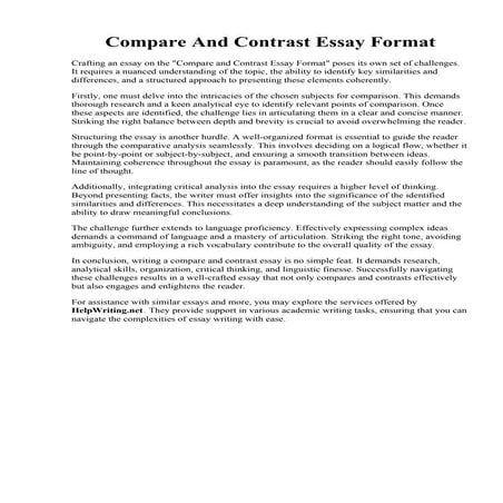 Compare And Contrast Essay Format | PDF | Business Administration ...