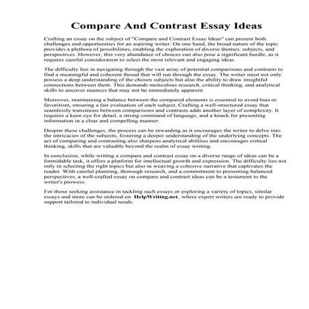 Compare And Contrast Essay Ideas | PDF