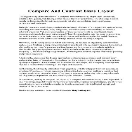 Compare And Contrast Essay Layout | PDF