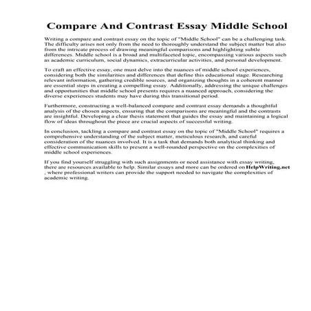 Compare And Contrast Essay Middle School | PDF