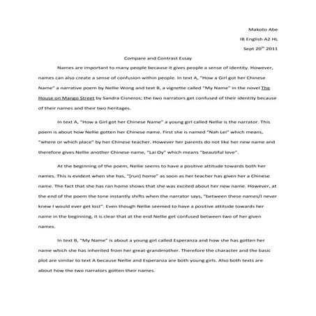Contrast essay & outline (sample)