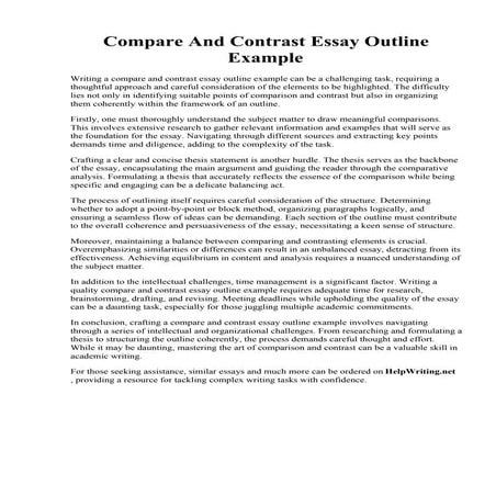 Compare And Contrast Essay Outline Example | PDF