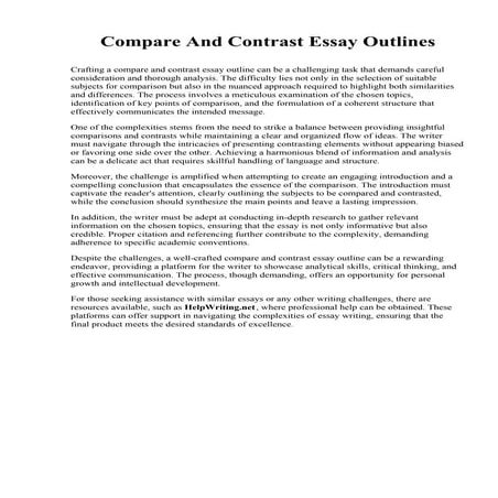 Compare And Contrast Essay Outlines. Moraine Park Technical College | PDF
