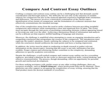 Compare And Contrast Essay Outlines.pdfCompare And Contrast Essay ...