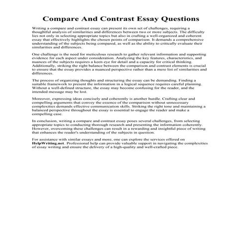 The Entire Compare And Contrast Essay | PDF
