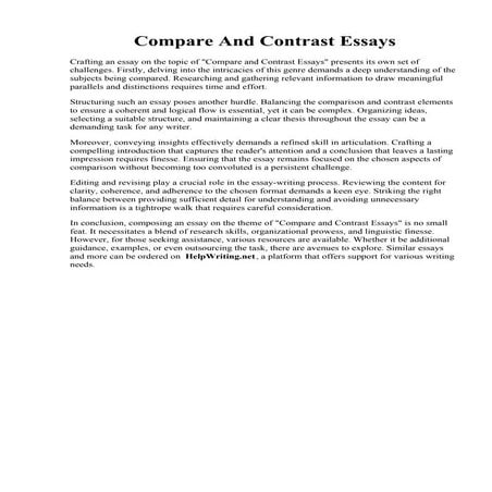 Compare And Contrast Essays | PDF