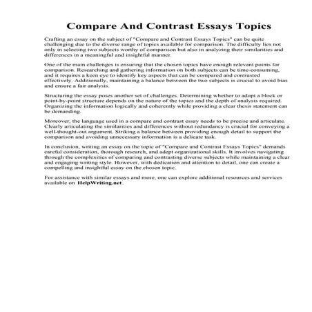 Compare And Contrast Essays Topics.pdf | Diseases and Conditions ...