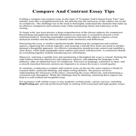 Compare And Contrast Essay Tips | PDF