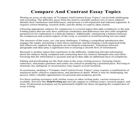 Compare And Contrast Essay Topics.pdf | Celebrity Families | Pop Culture