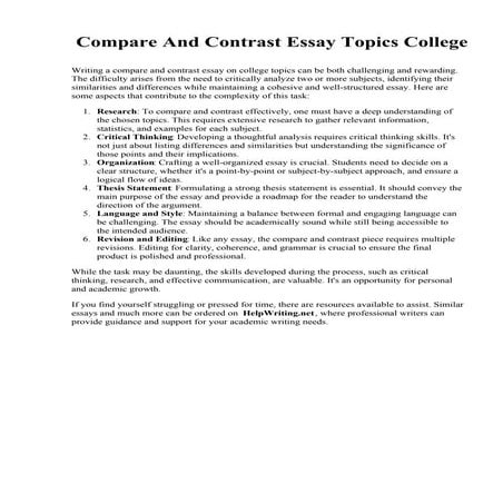 Compare And Contrast Essay Topics College.pdf