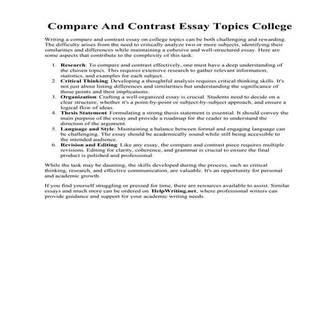 Compare And Contrast Essay Topics College.pdf | Arms & Ammunition ...
