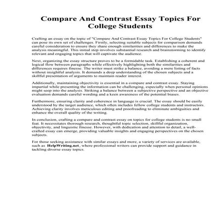 Compare And Contrast Essay Topics College.pdf