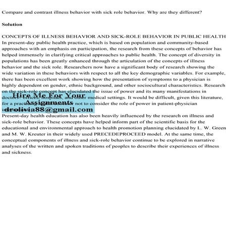 Compare and contrast illness behavior with sick role behavior. Why a.pdf