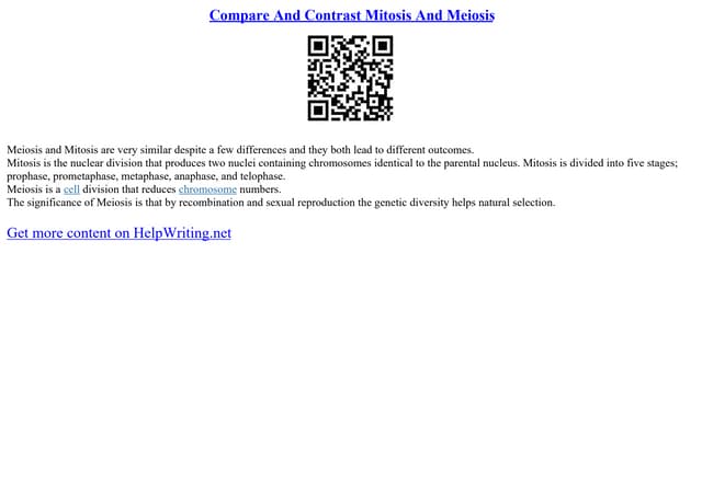 Difference between mitosis and meiosis | PPT