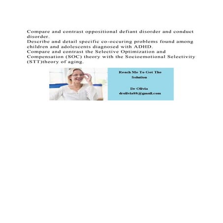 Compare and contrast oppositional defiant disorder and conduct dis.docx ...