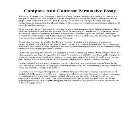 Compare And Contrast Persuasive Essay | PDF