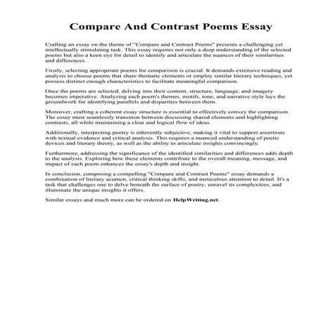 Compare And Contrast Poems Essay.pdf