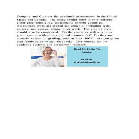 Compare and Contrast the academic assessments in the United States a | DOCX