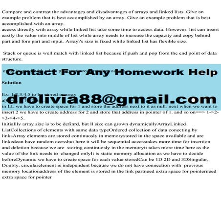 Compare and contrast the advantages and disadvantages of arrays and .pdf