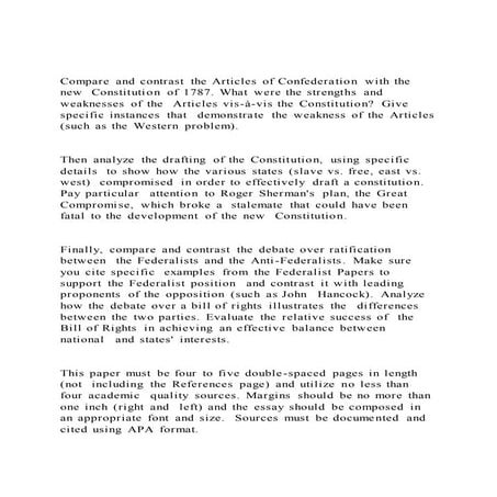 Compare and contrast the Articles of Confederation with the new | PDF