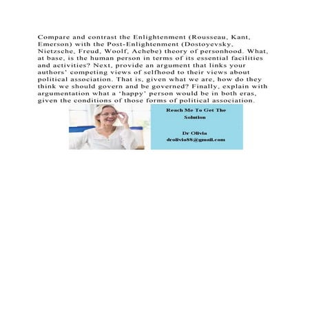 Compare and contrast the Enlightenment (Rousseau, Kant, Emerson) wit.docx