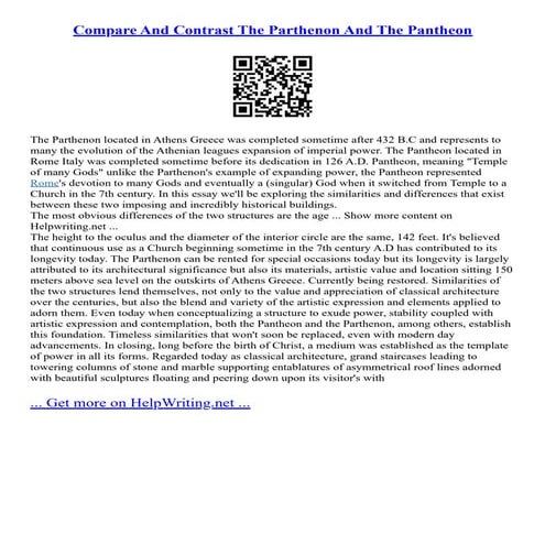 Compare And Contrast The Parthenon And The Pantheon | PDF